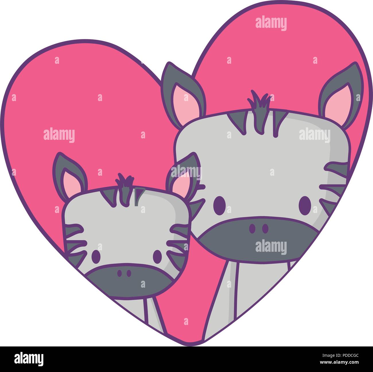 heart with cute zebras over white background, vector illustration Stock ...