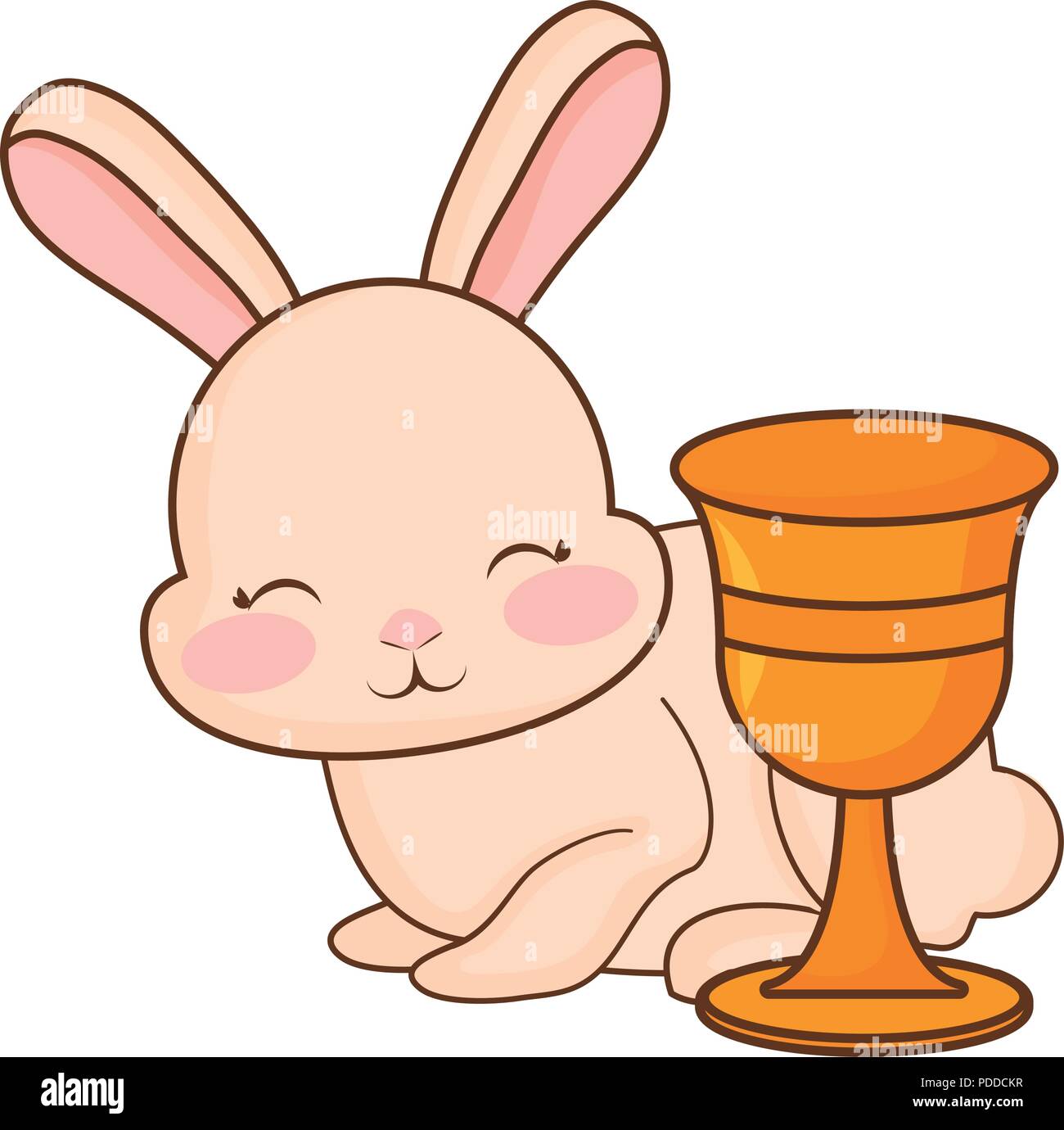 cute rabbit and holy grail over white background, vector illustration ...