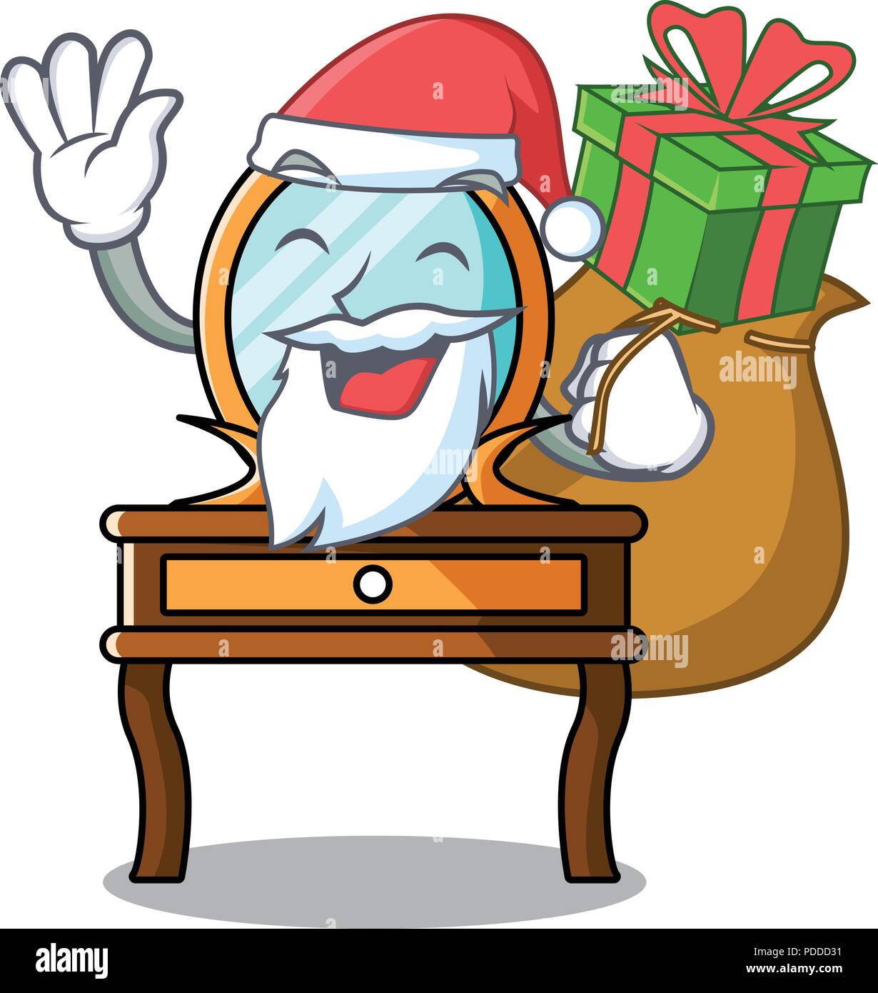 Santa with gift dressing table mascot cartoon Stock Vector Image & Art ...