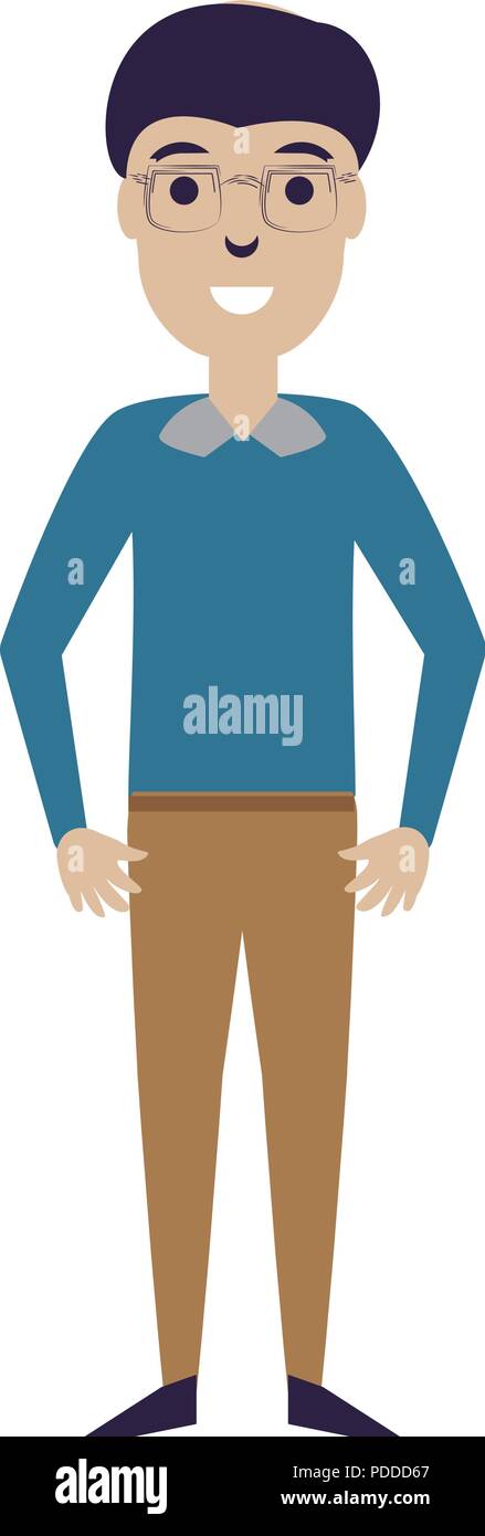 cartoon young man wearing casual clothes over white background, vector ...