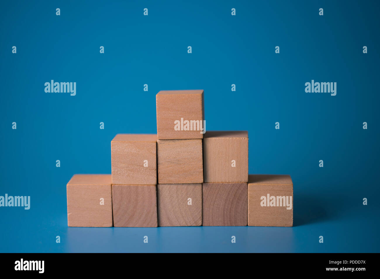 Wood block stacking as step stair. Business concept for growth success ...