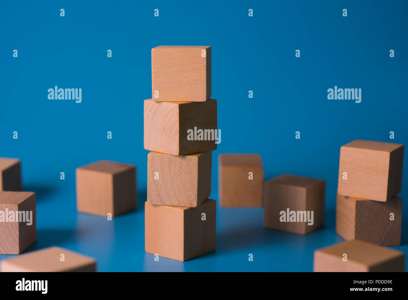Wood block stacking as step stair. Business concept for growth success ...