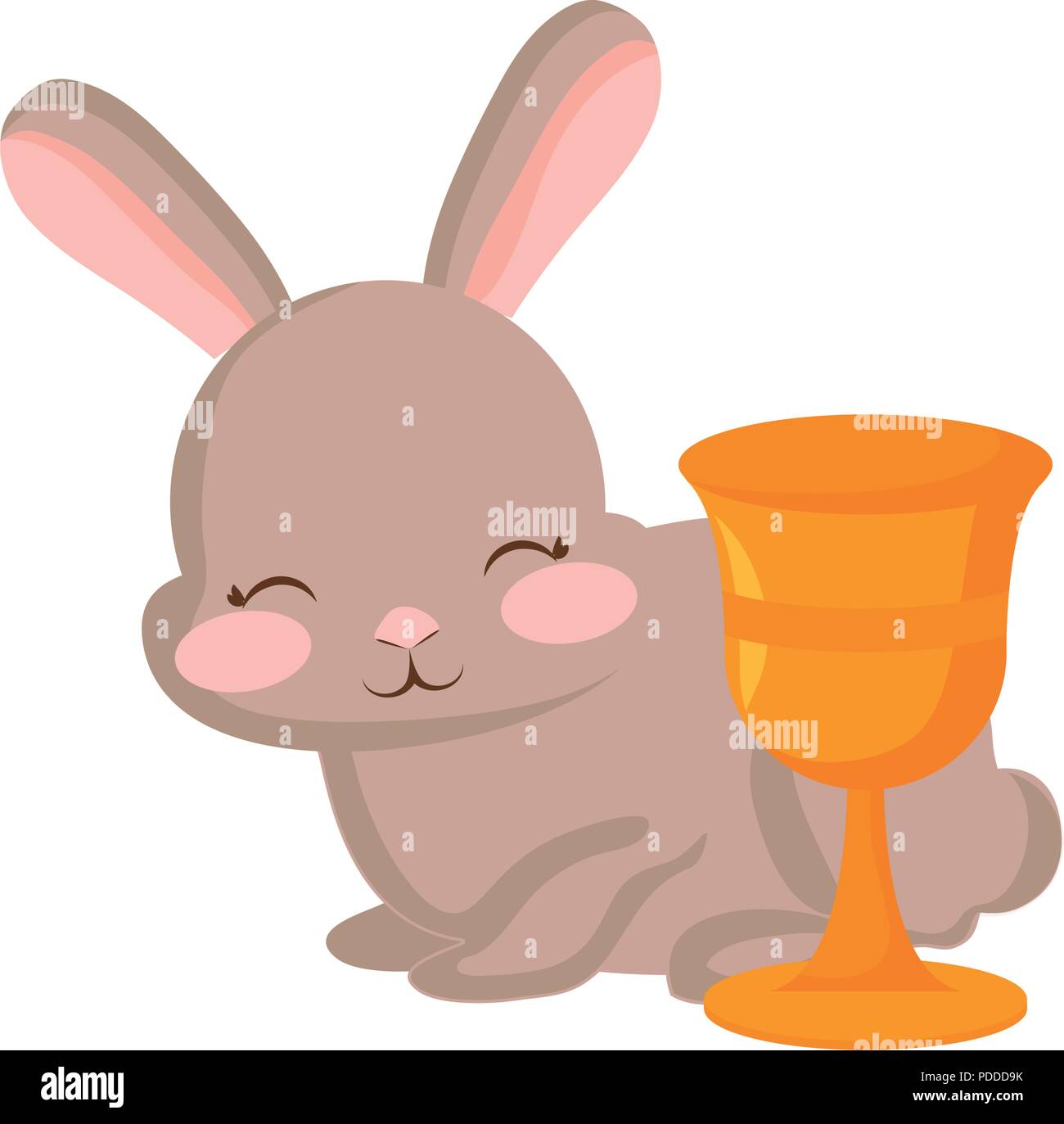 cute rabbit and holy grail over white background, vector illustration ...