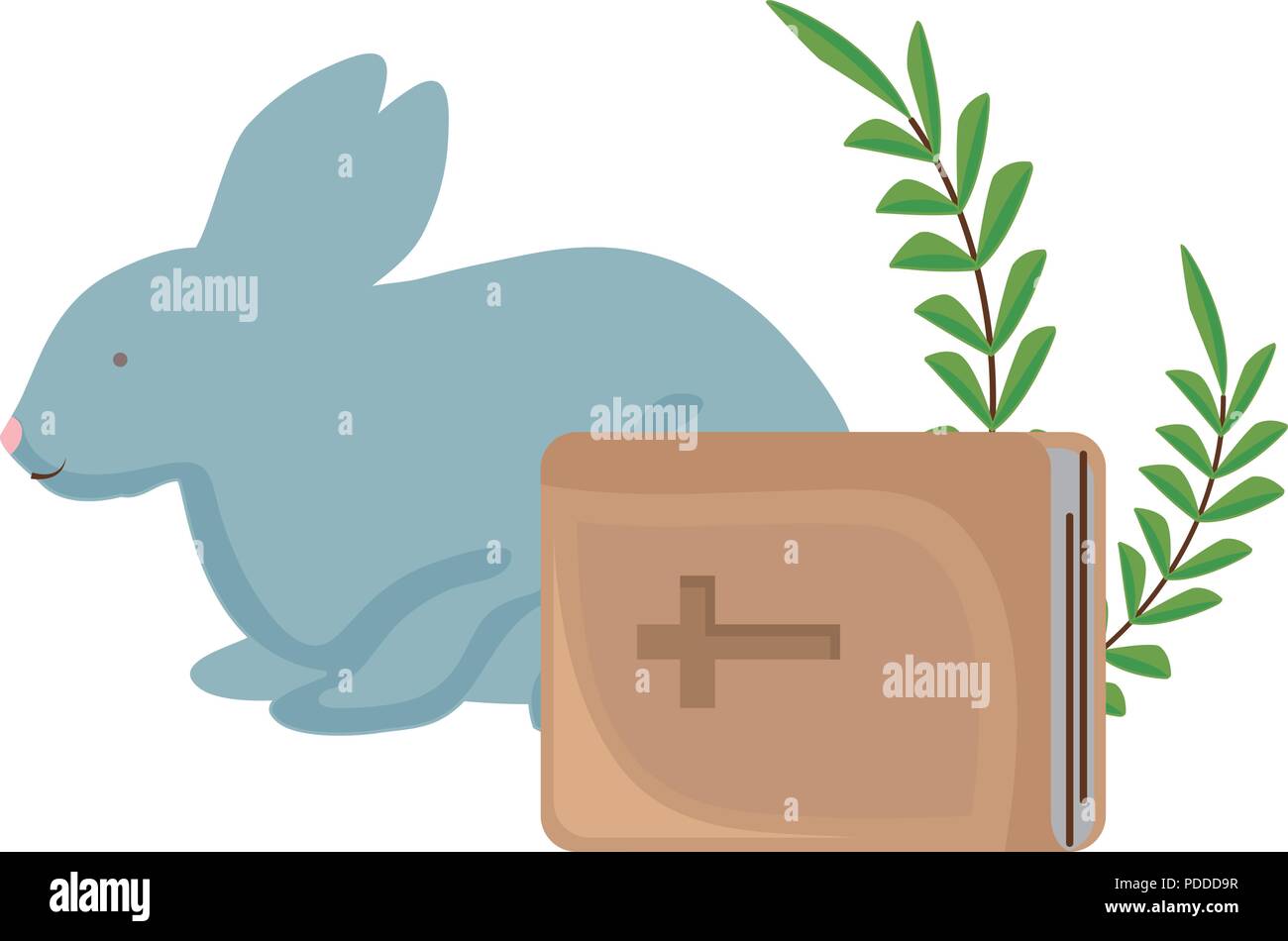 bible and cute rabbit over white background, vector illustration Stock ...