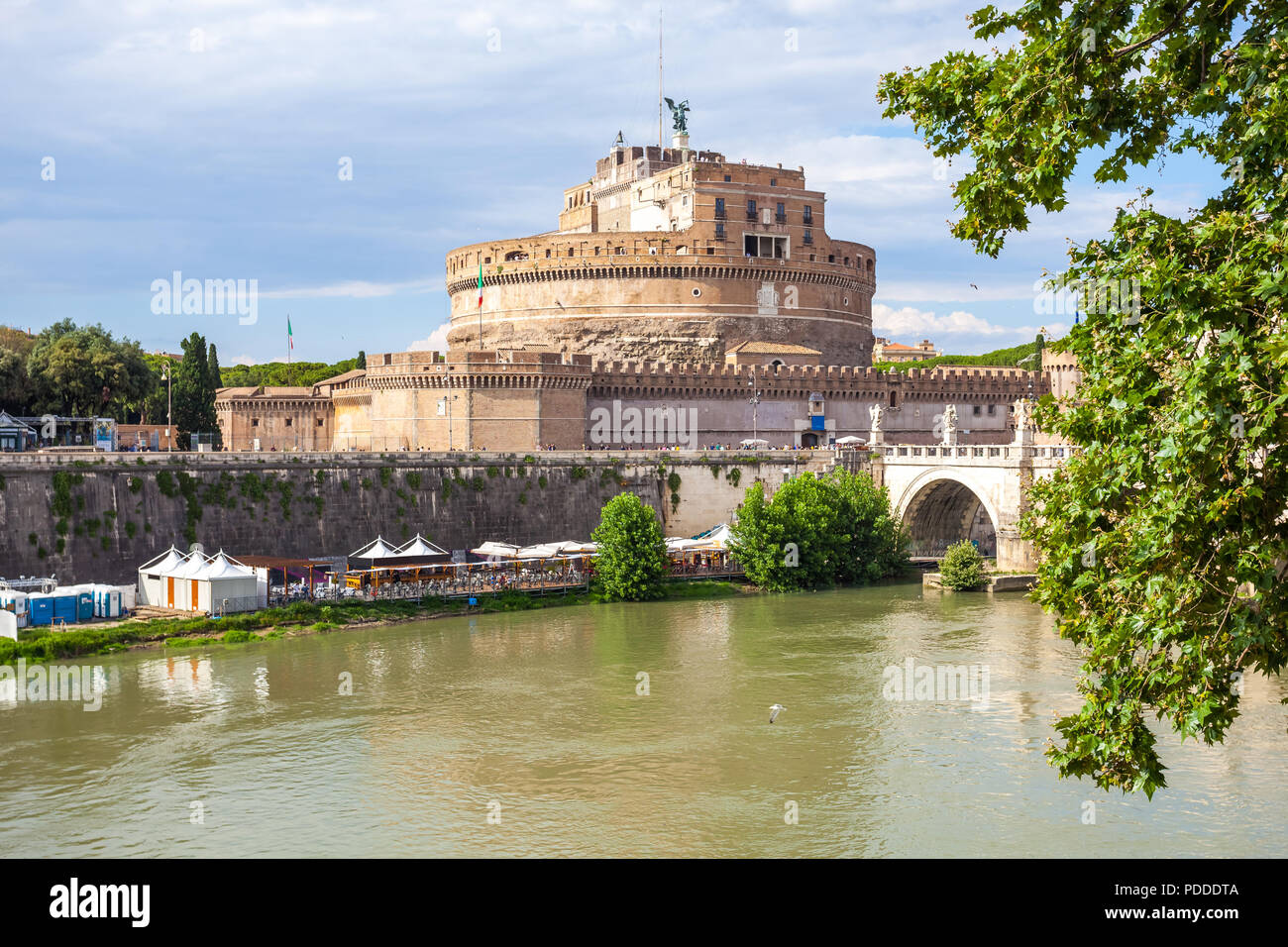 Saint Angel Castle and bridge over the Tiber river in Rome Stock Photo - Alamy
