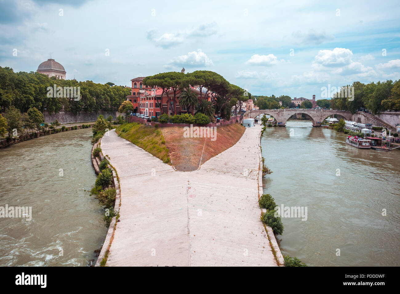 Tiberina Island (Isola Tiberina) on the river Tiber in Rome, Italy ...