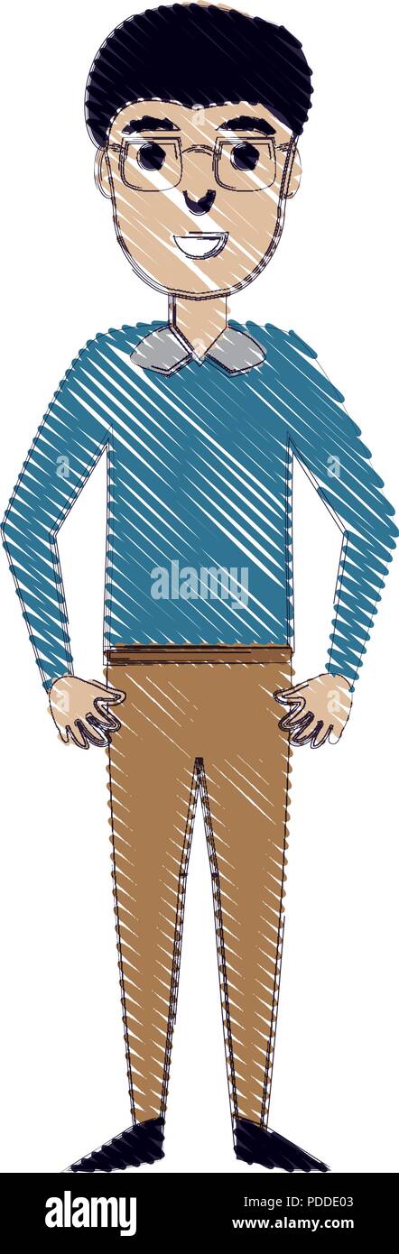 cartoon man wearing casual clothes over white background, vector ...