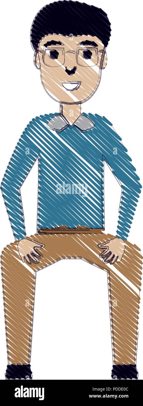 cartoon man wearing casual clothes over white background, vector ...