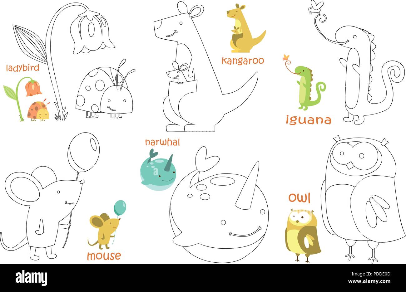 Kids coloring page. Coloring book with animal. Doodle vector ...