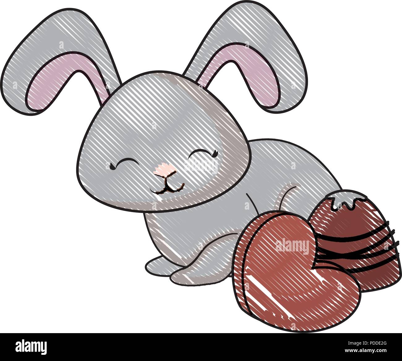 cute rabbit and chocolate candies over white background, vector ...