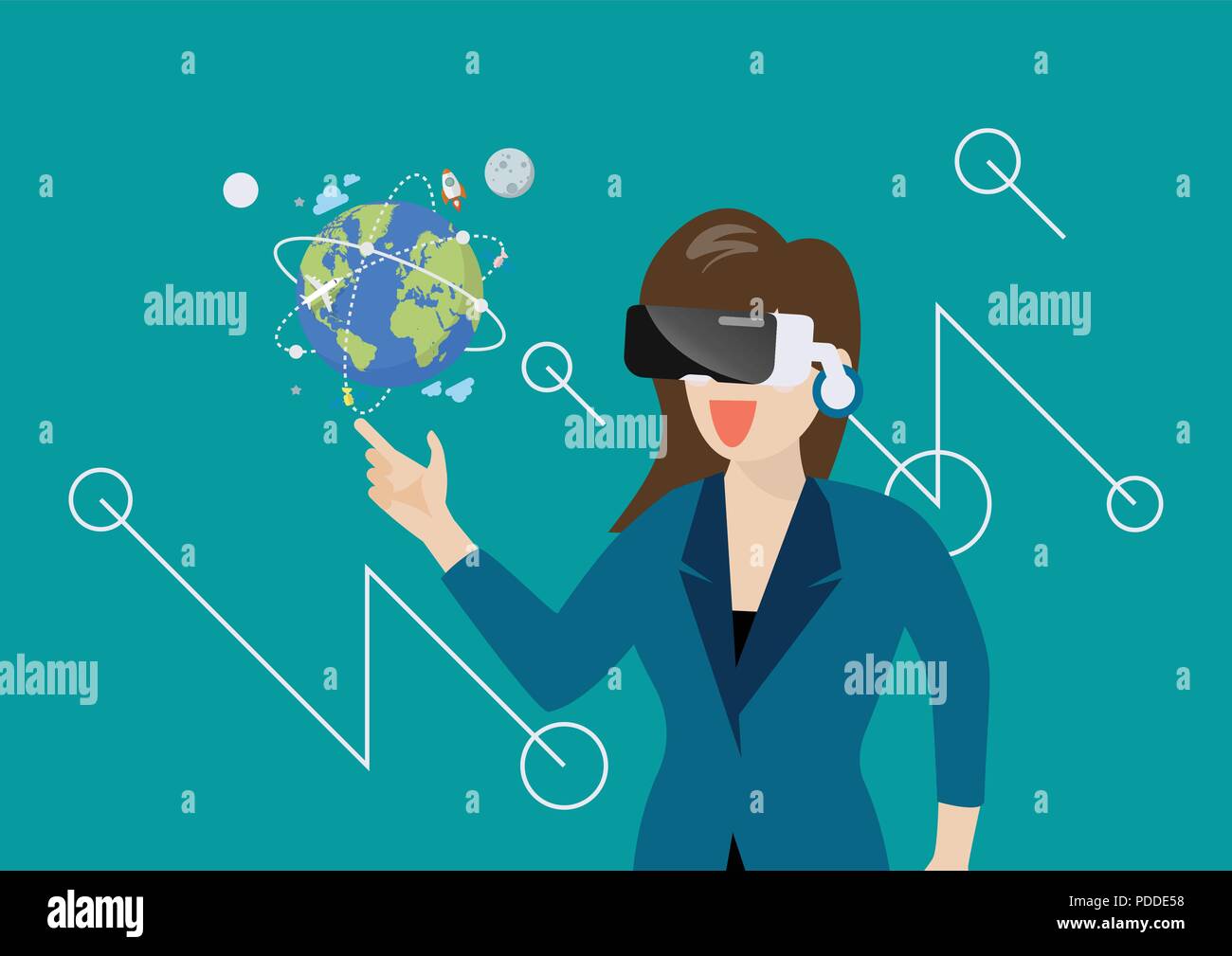 Woman in virtual reality. vector illustration Stock Vector Image & Art ...