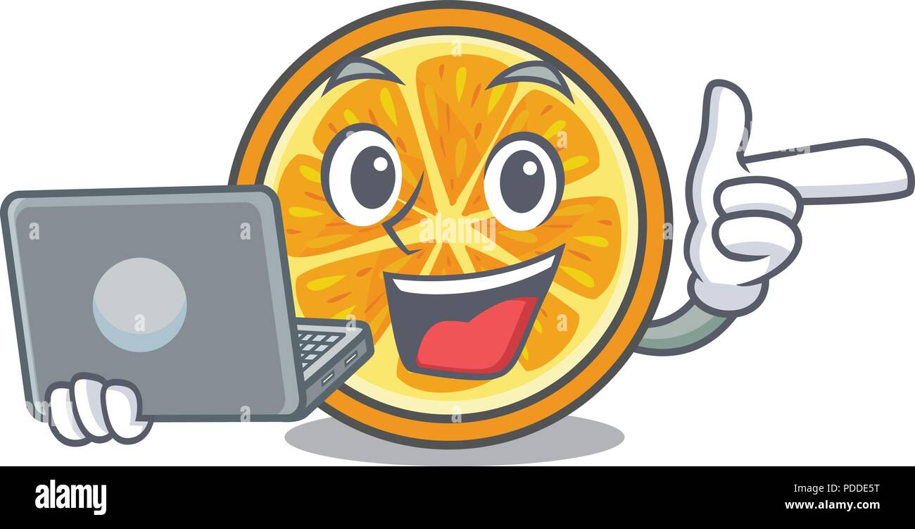 With laptop orange character cartoon style Stock Vector Image & Art - Alamy