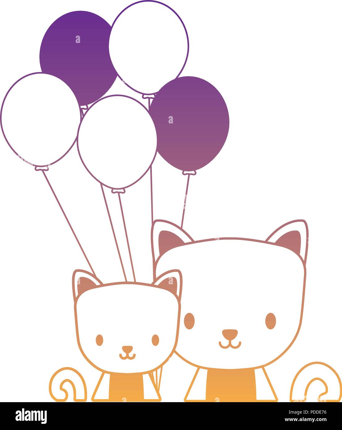 balloons and cute cats over white background, vector illustration Stock ...