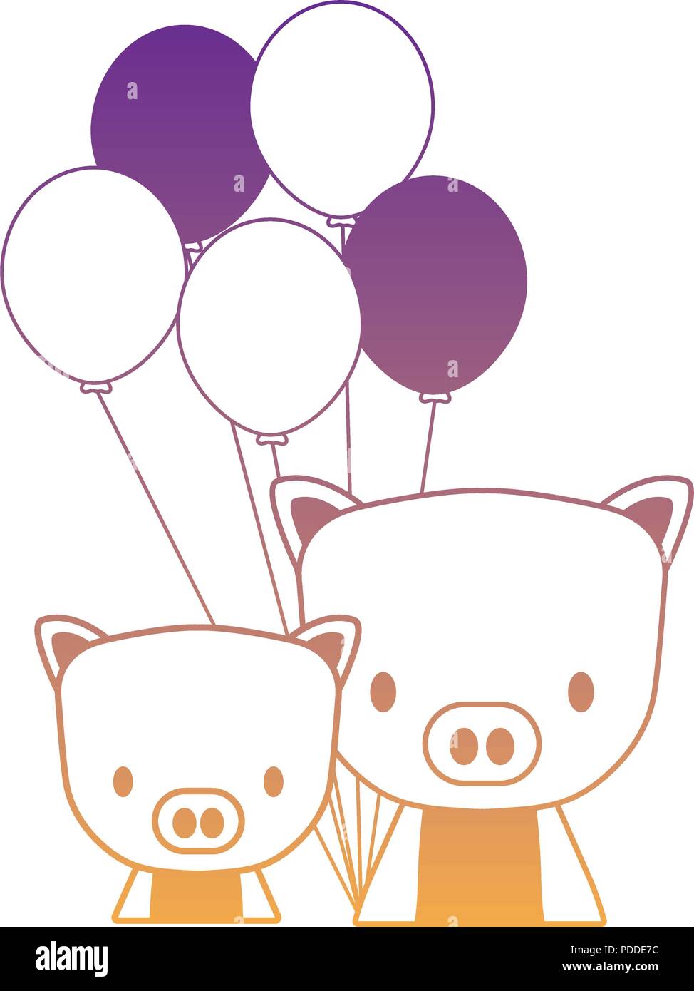 balloons and cute piggys over white background, vector illustration ...