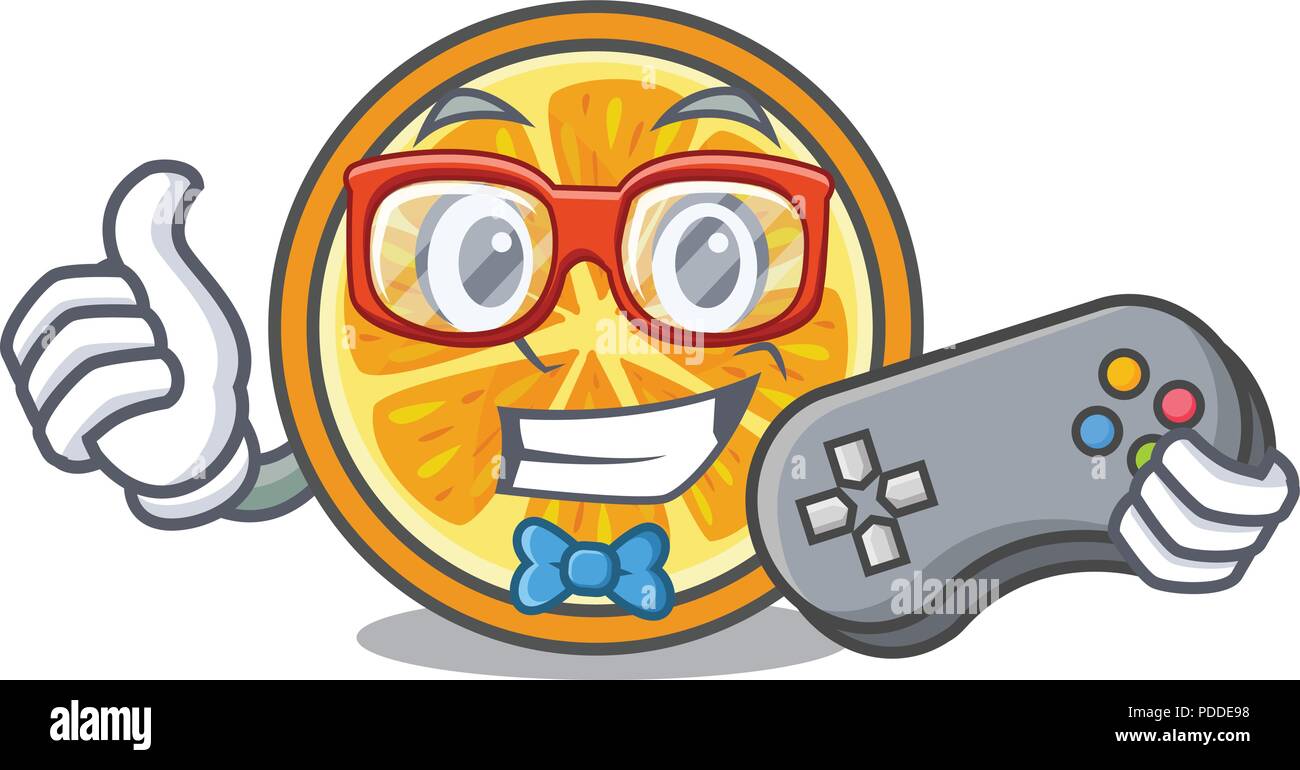 Gamer orange mascot cartoon style Stock Vector Image & Art - Alamy