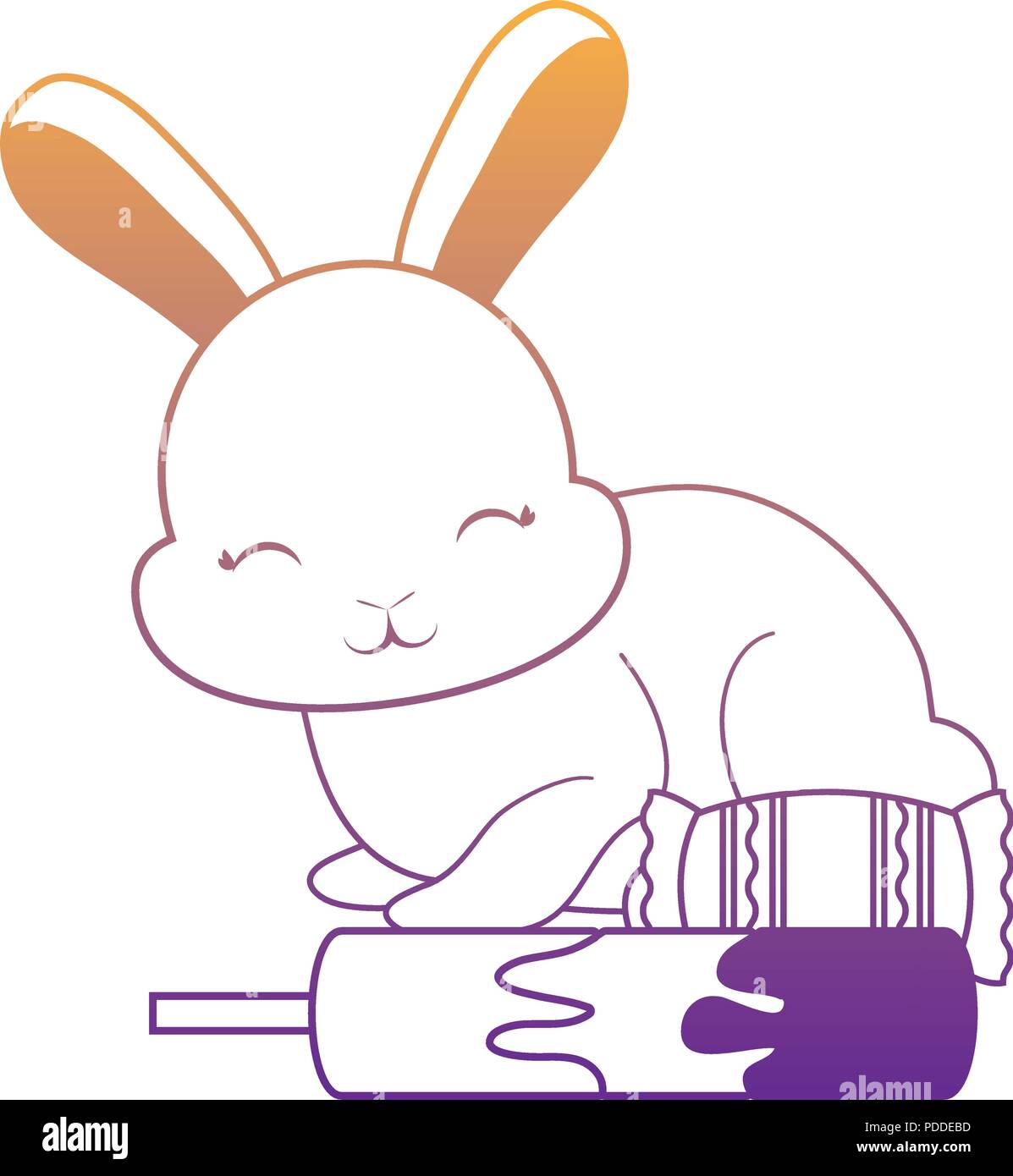 cute rabbits with candies over white background, vector illustration ...