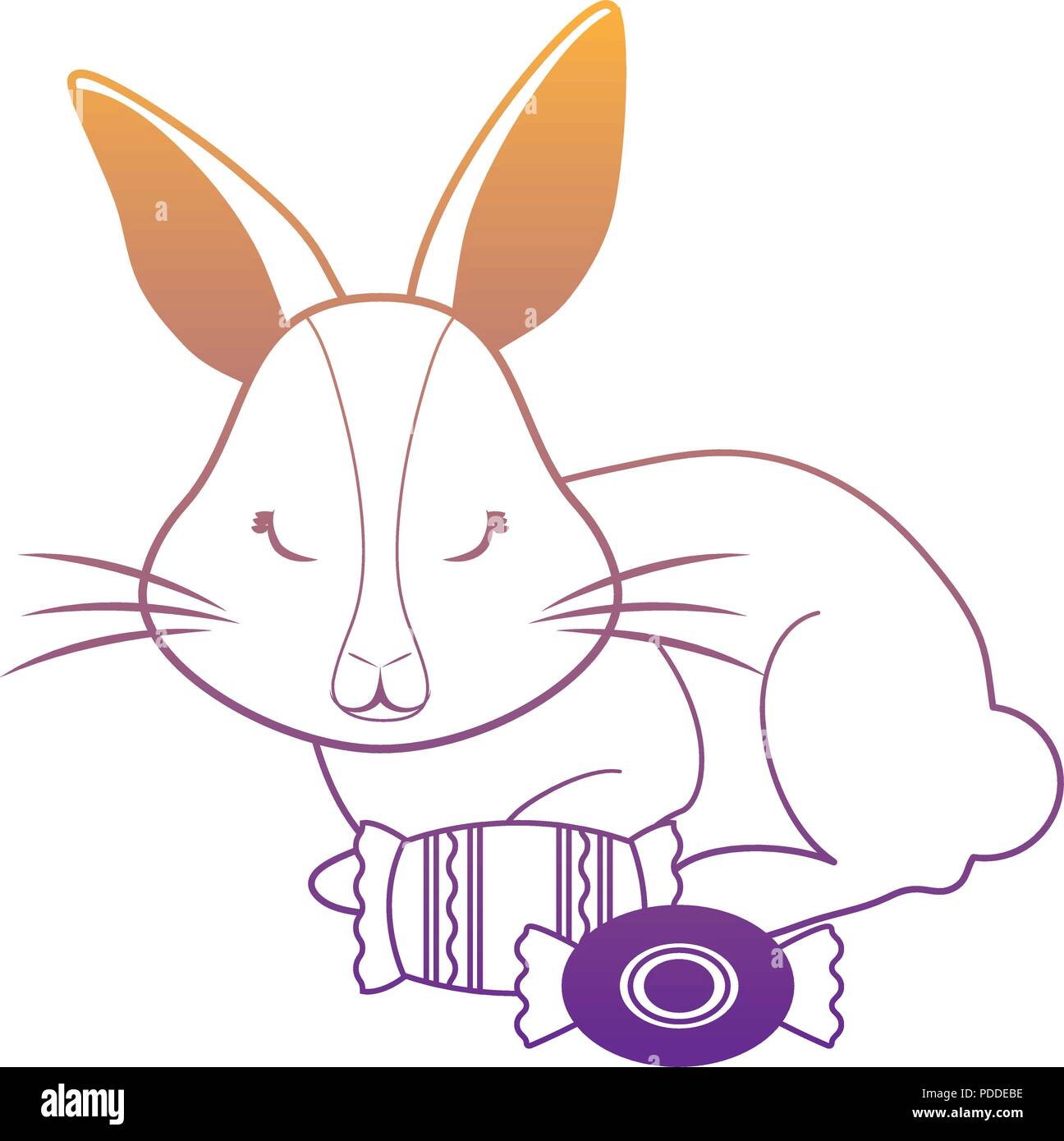 cute rabbit and candies over white background, vector illustration ...
