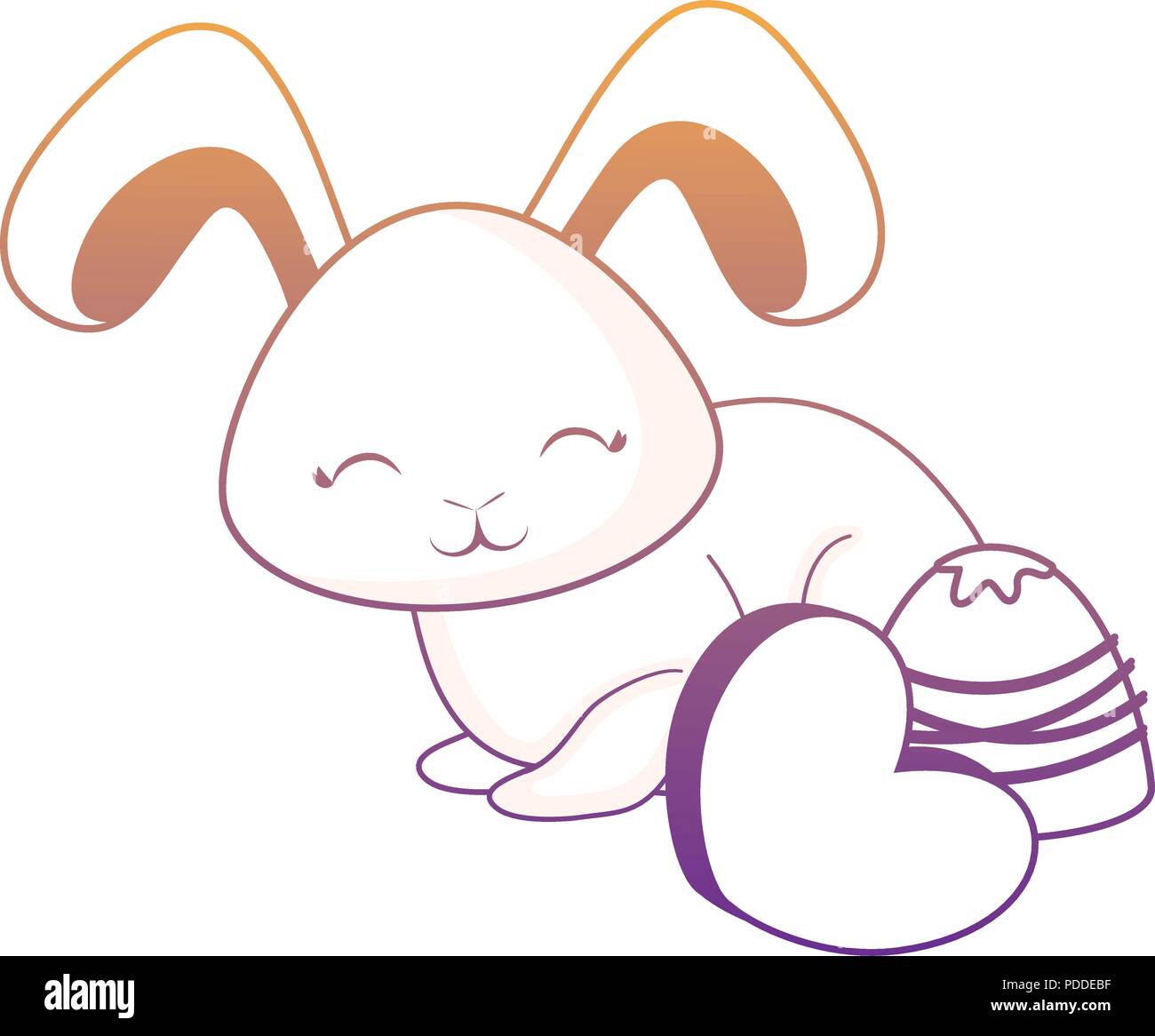 cute rabbit and chocolate candies over white background, vector ...