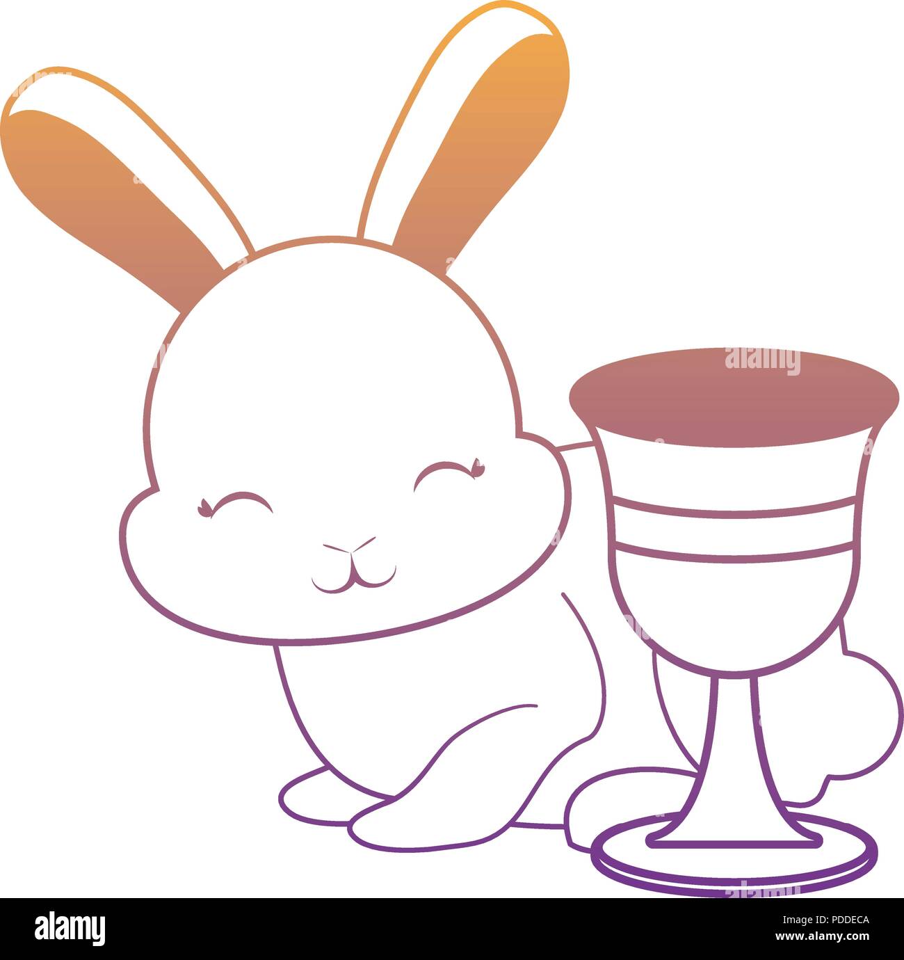 cute rabbit and holy grail over white background, vector illustration ...