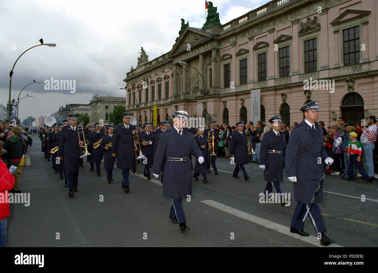 The US Air Force in Europe (USAFE) Band and Honor marches along a ...