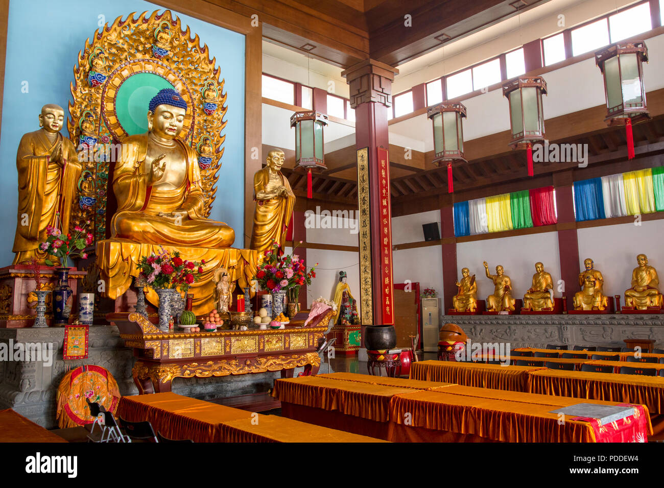 View of the Buddha statue in one of Chinese temples in Shanghai city ...