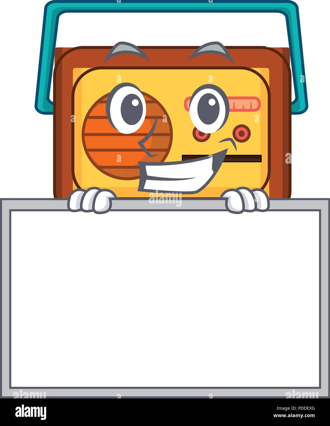 Grinning with board radio character cartoon style Stock Vector Image ...