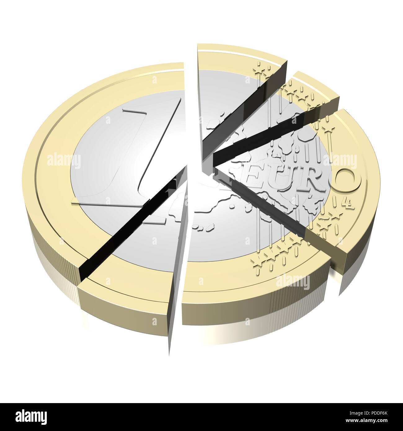 3D illustration. One Euro coin. Pie chart Stock Photo - Alamy