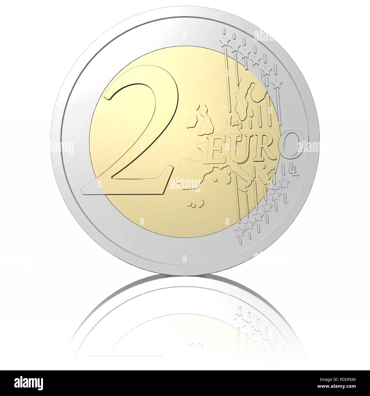 3D illustration. Two Euro coin, isolated on white background Stock ...
