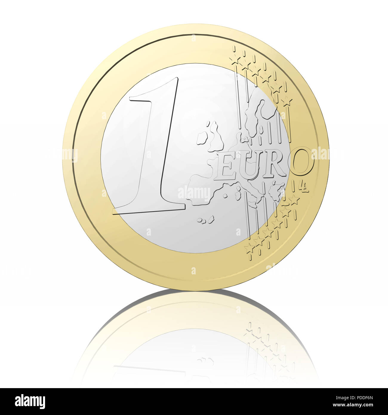 3D illustration. One Euro coin, isolated on white background Stock ...