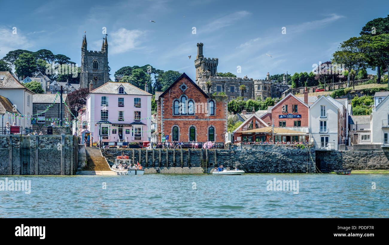 A picture taken off a boat out on the Fowey Estuary towards Town Quay ...