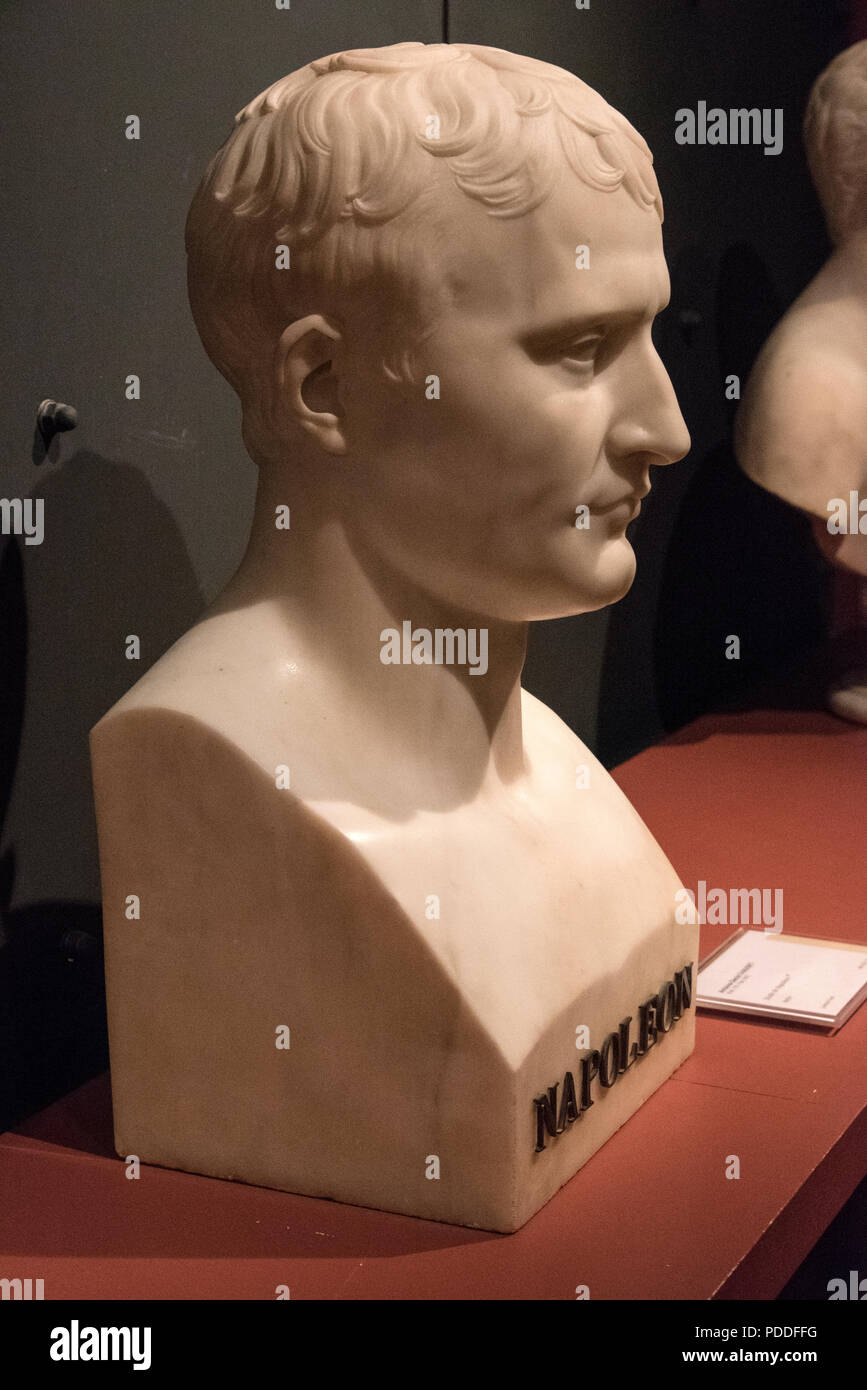 A bust of Napoleon Bonaparte's head on display in the Fesch museum on ...