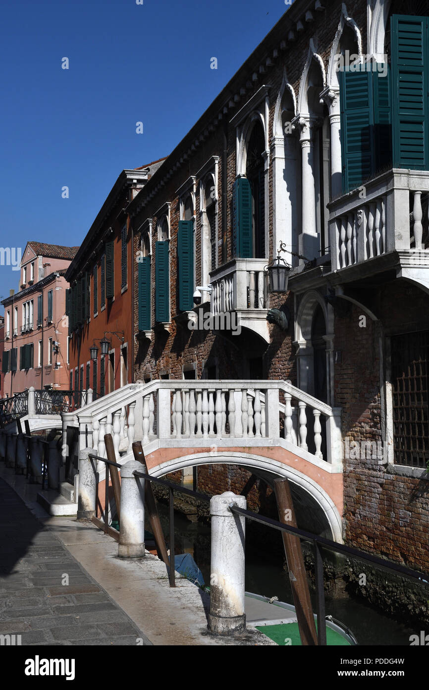 venetian canal;small bridge;venice;italy Stock Photo - Alamy