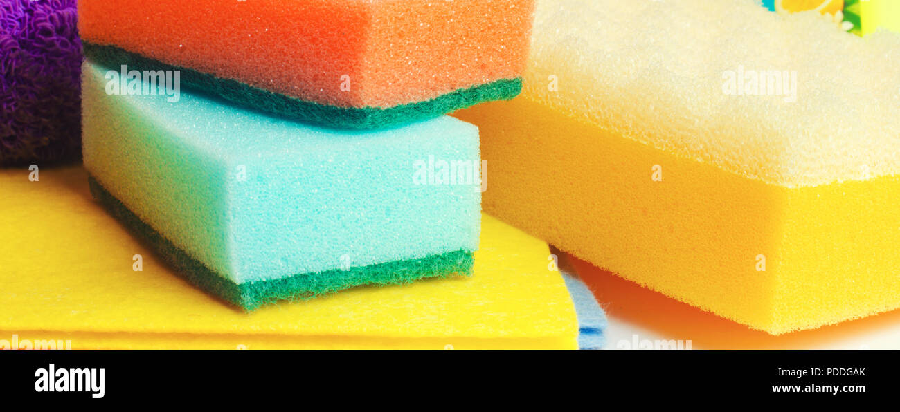 set of cleaning sponges, cleanliness housekeeping concept, consumables ...