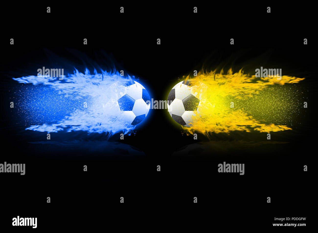 football soccer balls. burning fire flames football Stock Photo - Alamy
