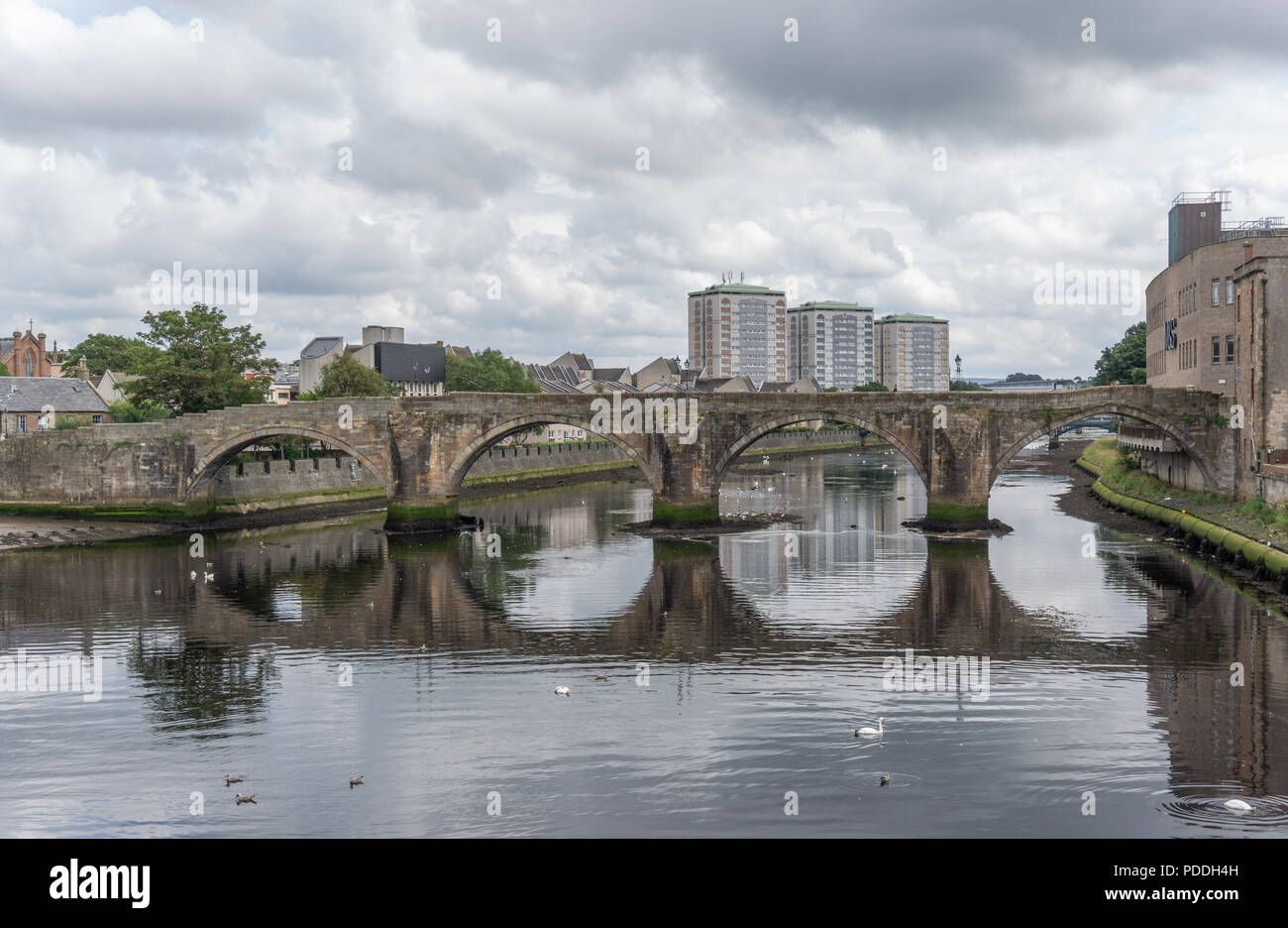 The Historic Old Bridge at Ayr in Scotland that flows over the River ...