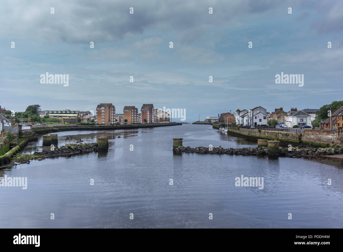From the New Bridge at Ayr looking over the ruined foundations and ...
