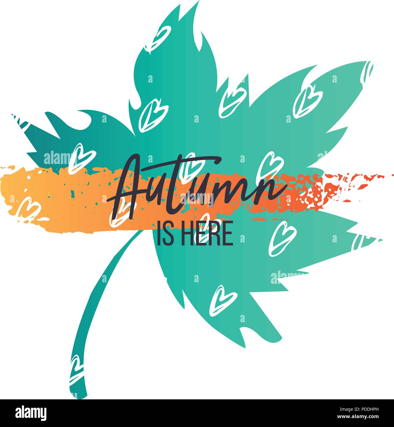 Vector illustration, autumn leaves with text on a hand drawn background ...