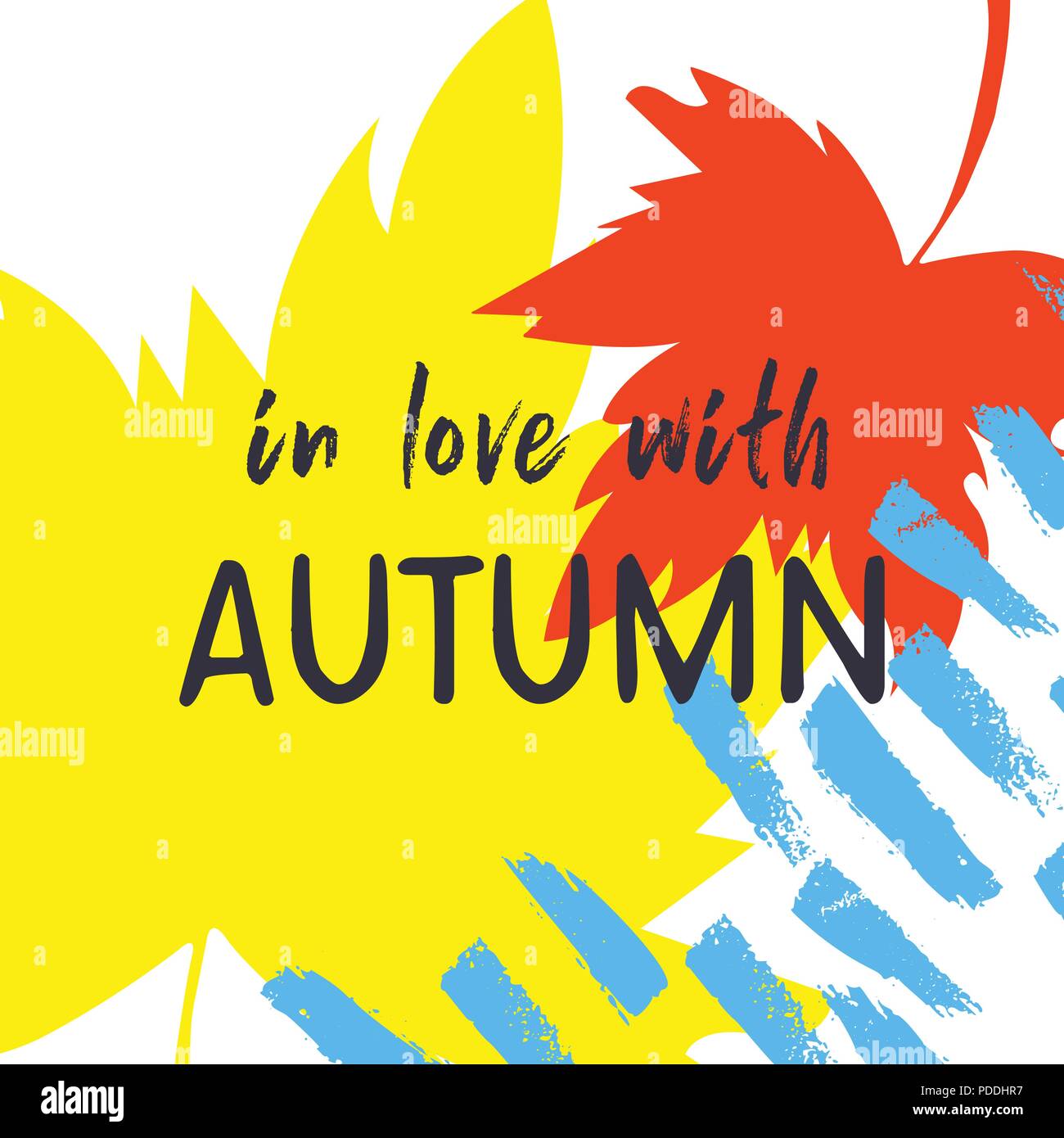 Vector illustration, autumn leaves with text on a hand drawn background ...