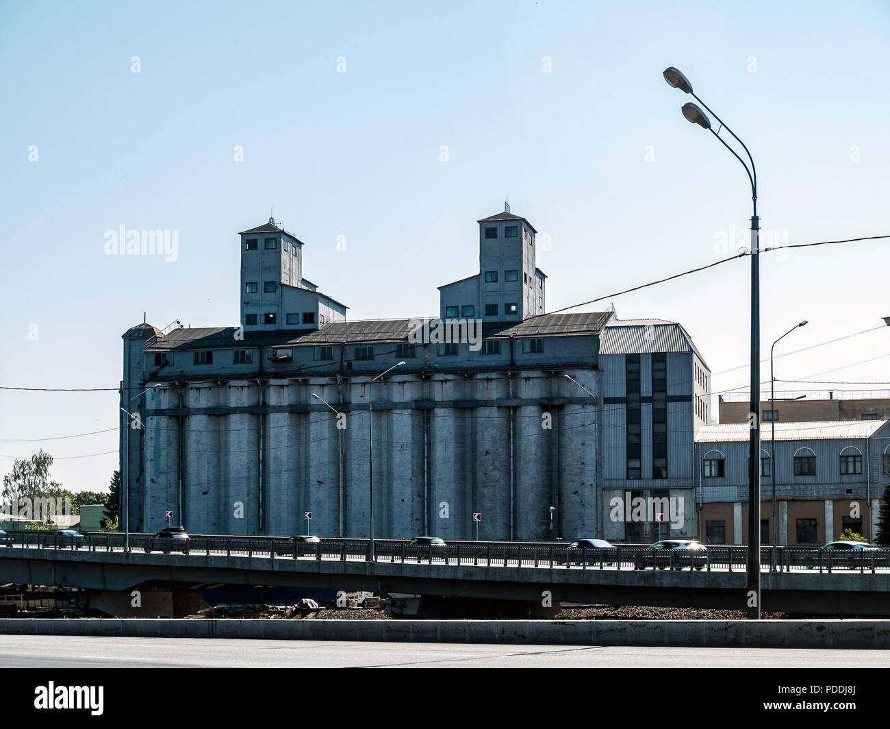 The facade of the old building of the flour mill in the city of St ...