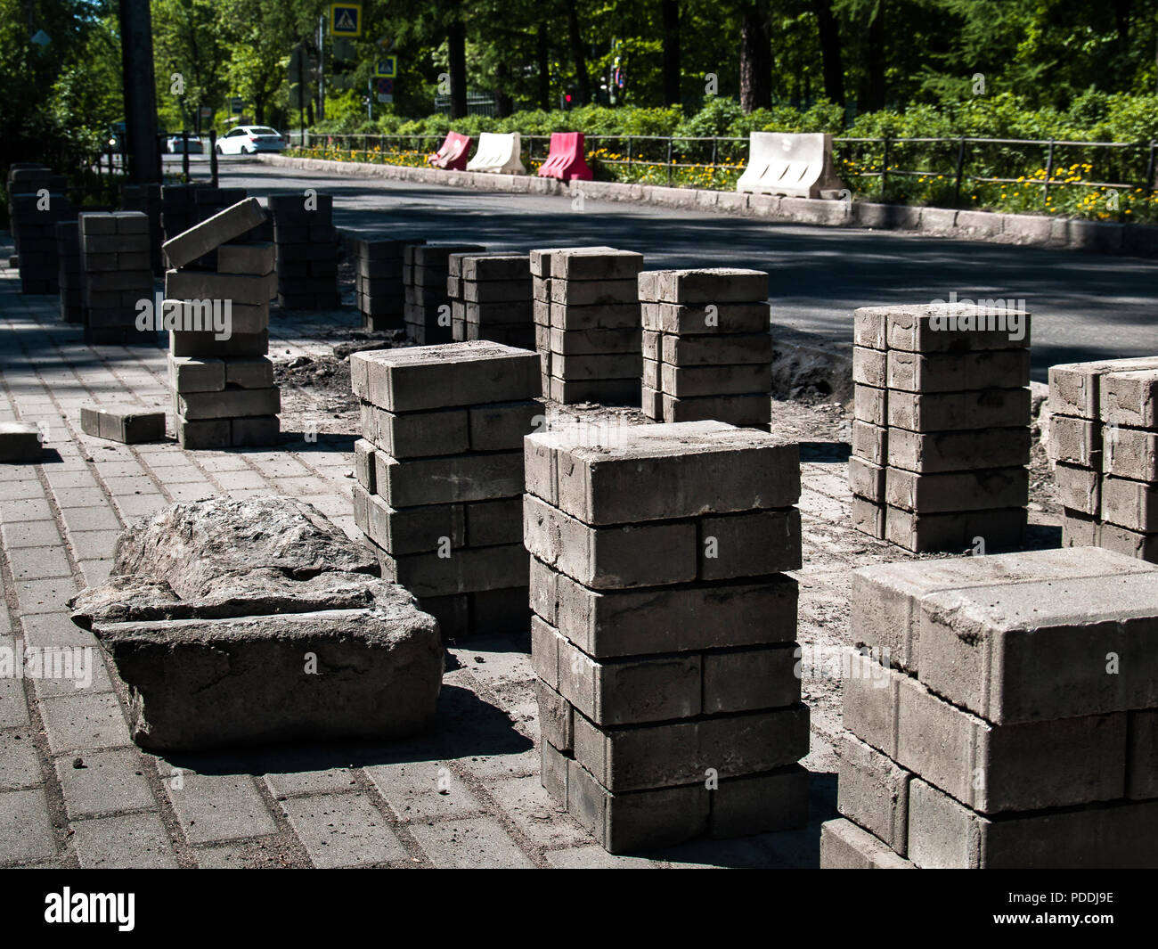 Tiles of concrete for repairing the sidewalk and road and landscaping ...