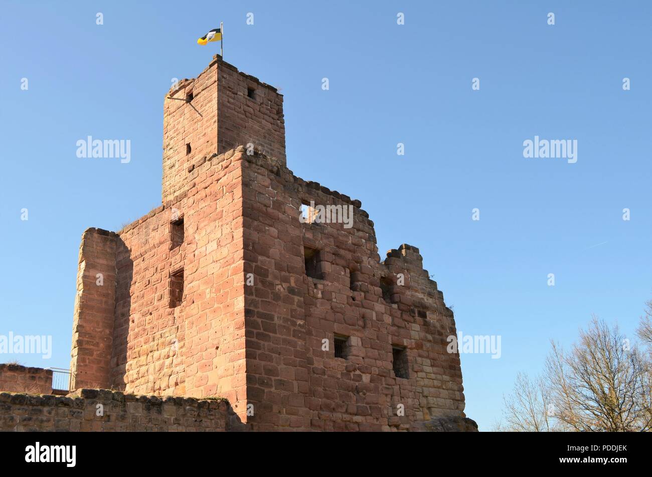 old stone castle in Germany shot from below Stock Photo - Alamy
