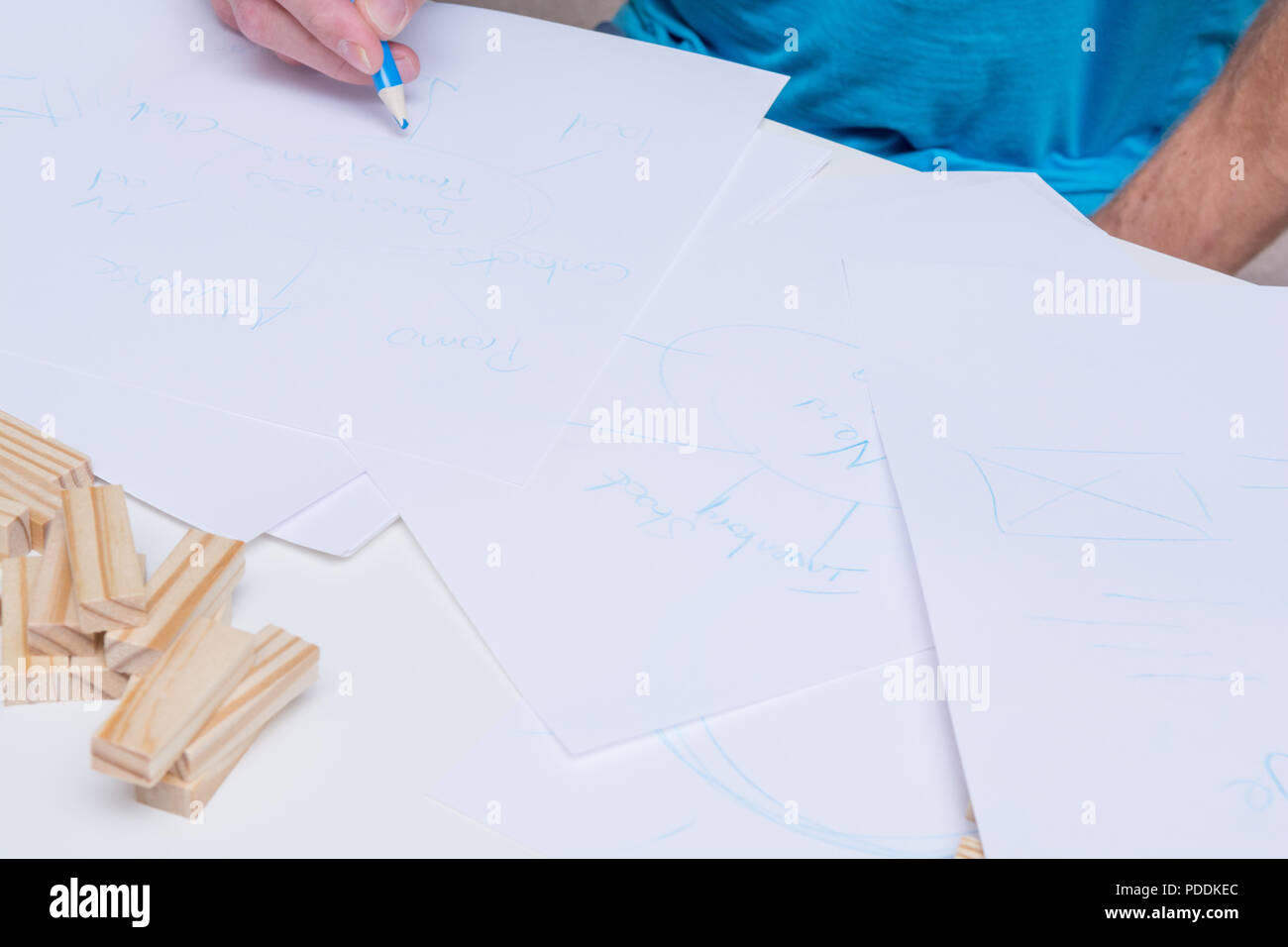Brainstorming an new business idea with pencil and paper Stock Photo ...