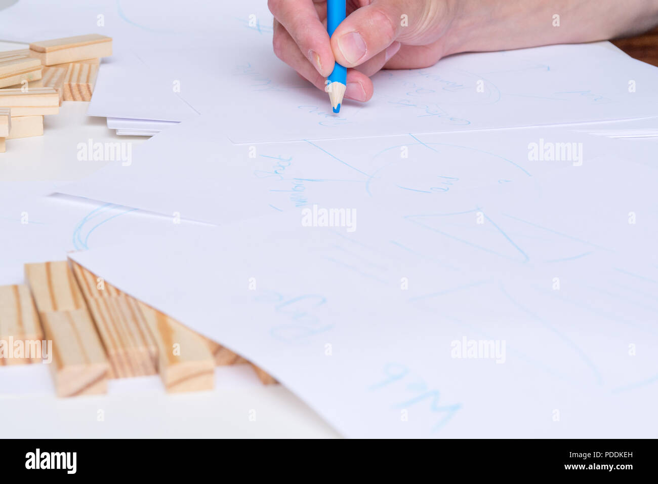Brainstorming an new business idea with pencil and paper Stock Photo ...