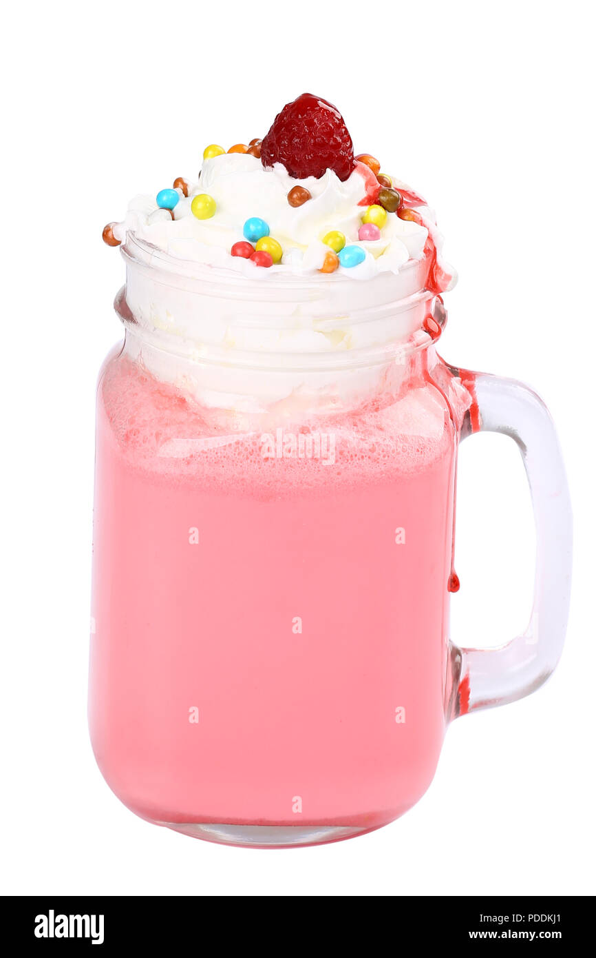 Strawberry Milkshake cocktail with whipped cream Stock Photo - Alamy