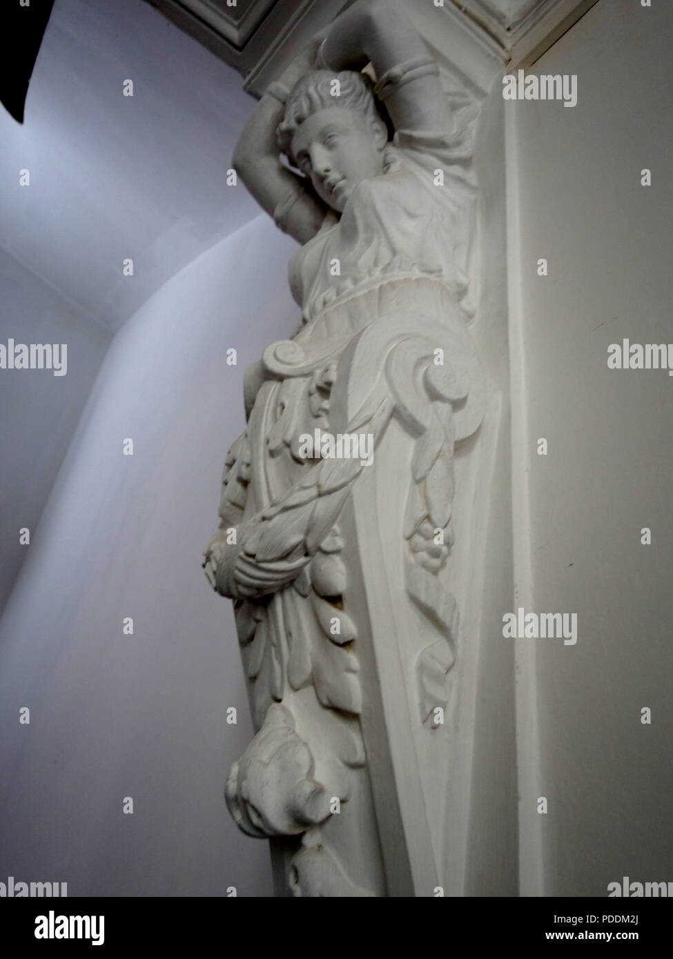 Beautifully restored wall sculptures on the hallway wall of a major ...