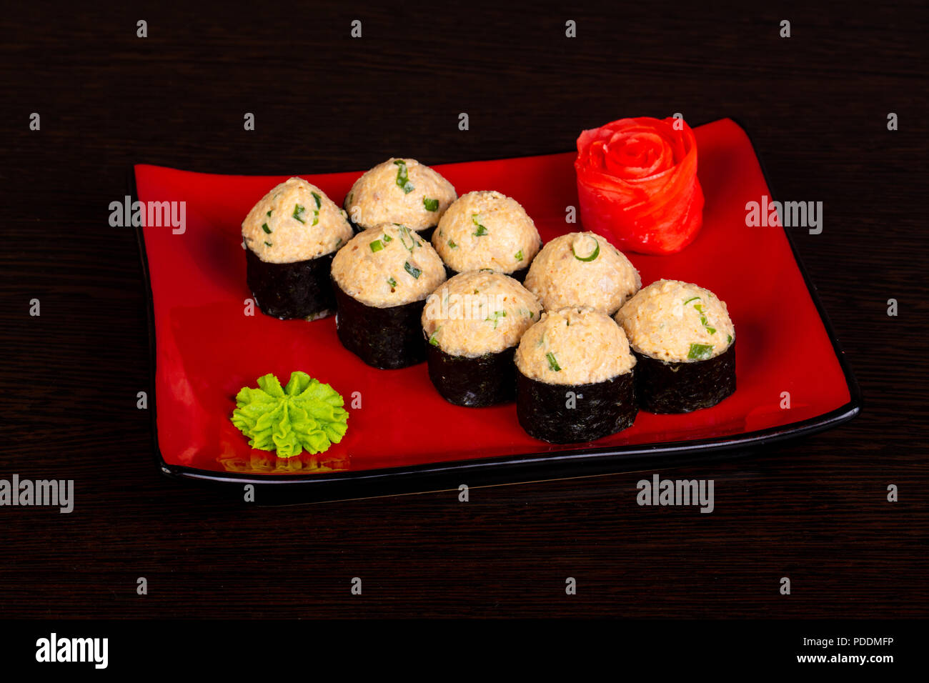 Japanese roll with chicken and cream Stock Photo - Alamy