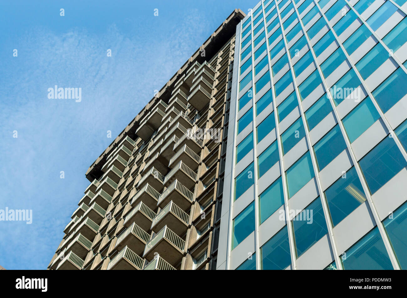 Modern condo buildings with huge windows in Montreal downtown, Canada ...