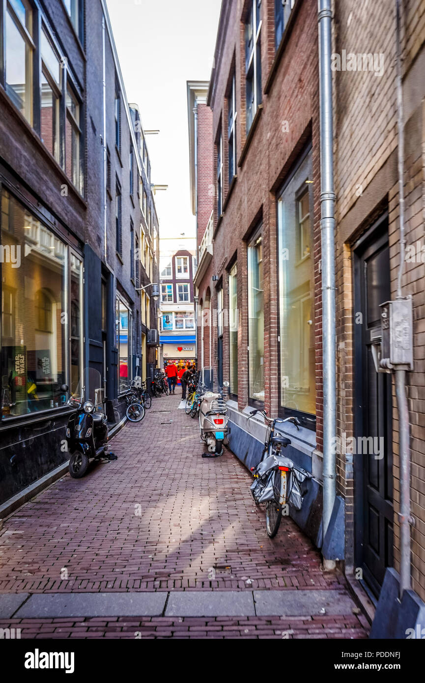 A nice fall day in the famous narrow Streets filled with bikes and ...
