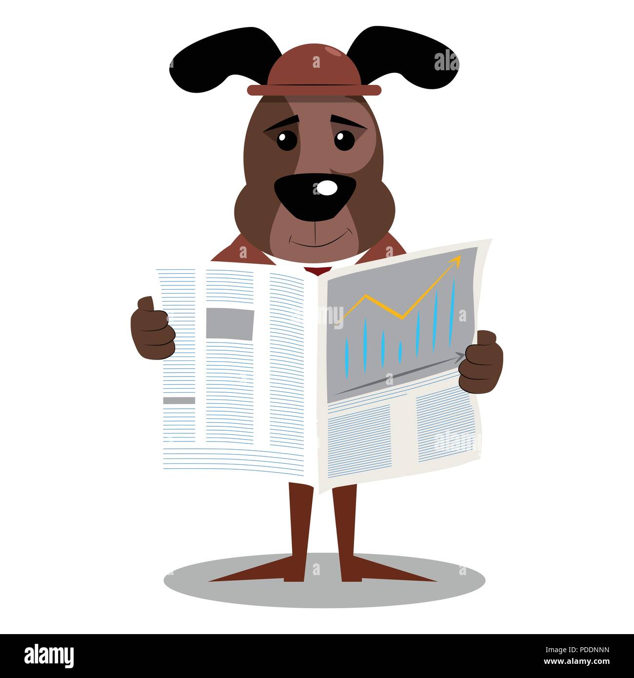 Cartoon vector illustrated business dog reading newspaper Stock Vector ...
