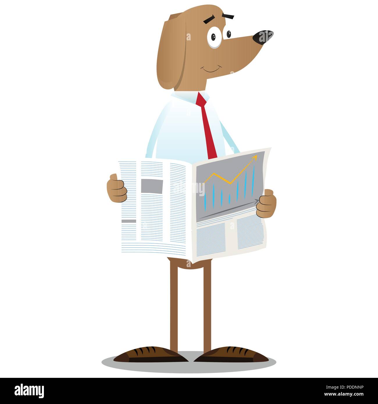 Cartoon vector illustrated business dog reading newspaper Stock Vector ...